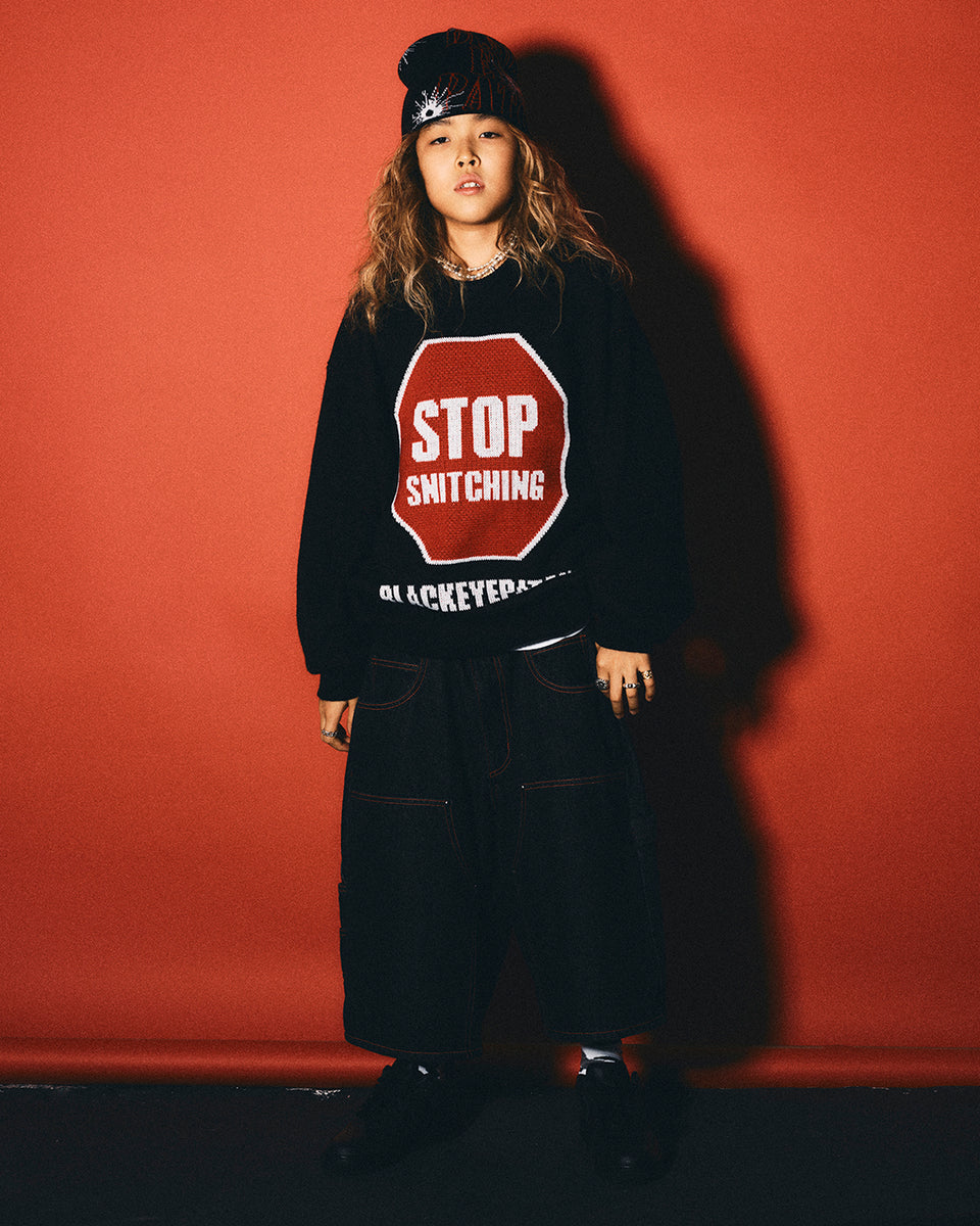 STOP SNITCHING KNITTED SWEATER BLACK – BlackEyePatch
